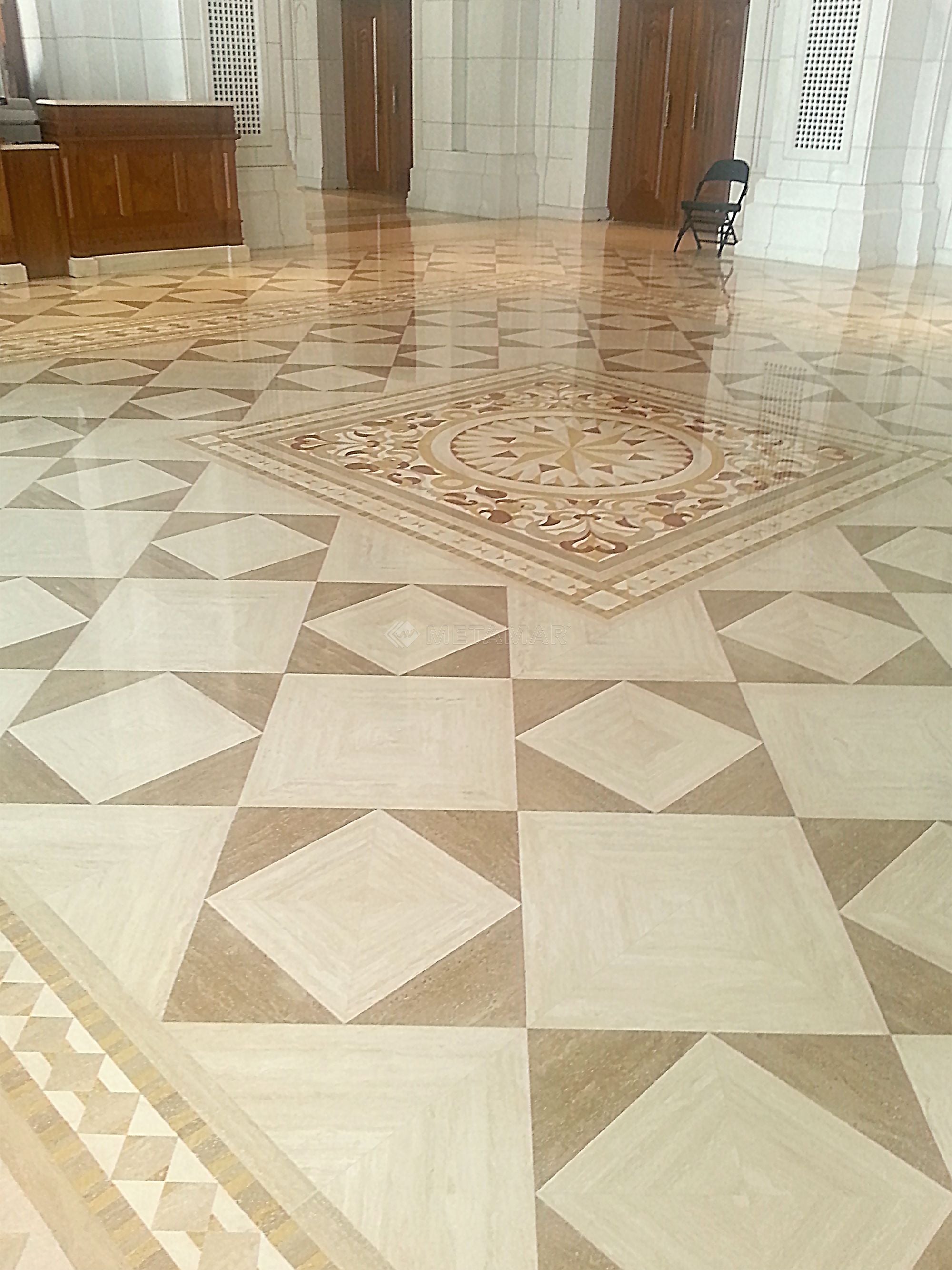 Natural Stone Waterjet Flooring - Metamar Marble