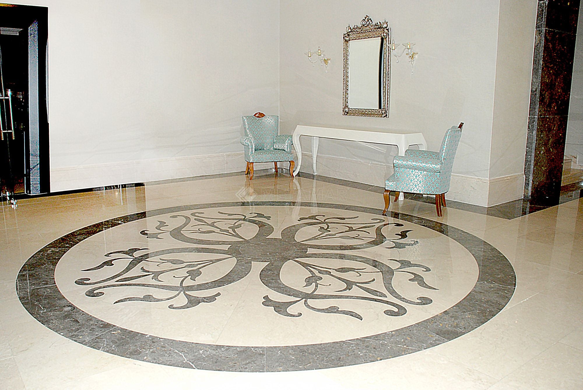 Natural Stone Waterjet Flooring - Metamar Marble